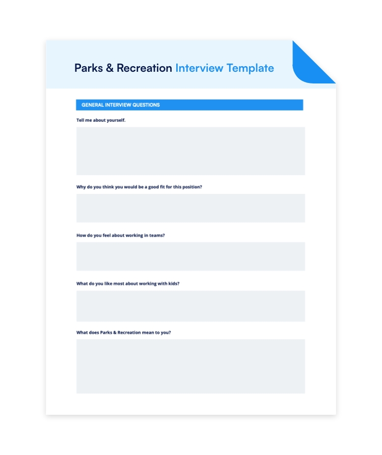 Parks & Recreation Interview Questions Template